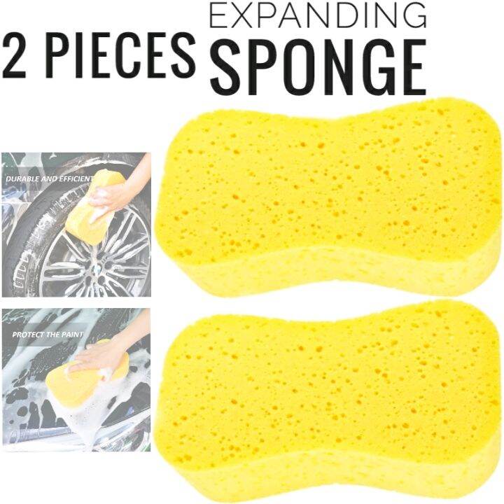 2 Pieces, expanding Sponge Jumbo,Super Absorbent,Car Cleaning Sponge ...