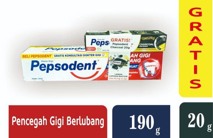 Pasta Gigi Pepsodent Pencegah Gigi Berlubang 190 +20 gr / Pasta gigi ...