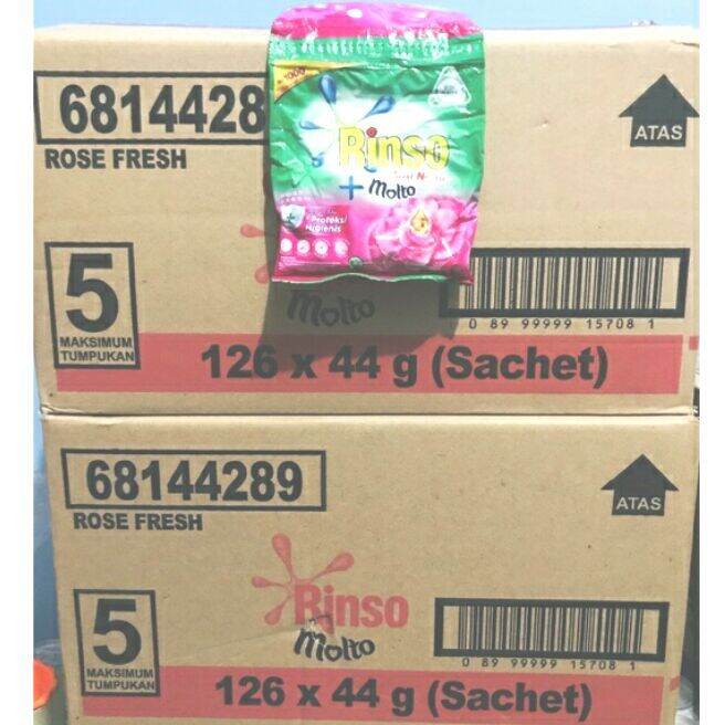 Rinso Molto Sachet Bubuk HIJAU / ROSE FRESH 38Gr 1 Dus / Karton isi 126 ...