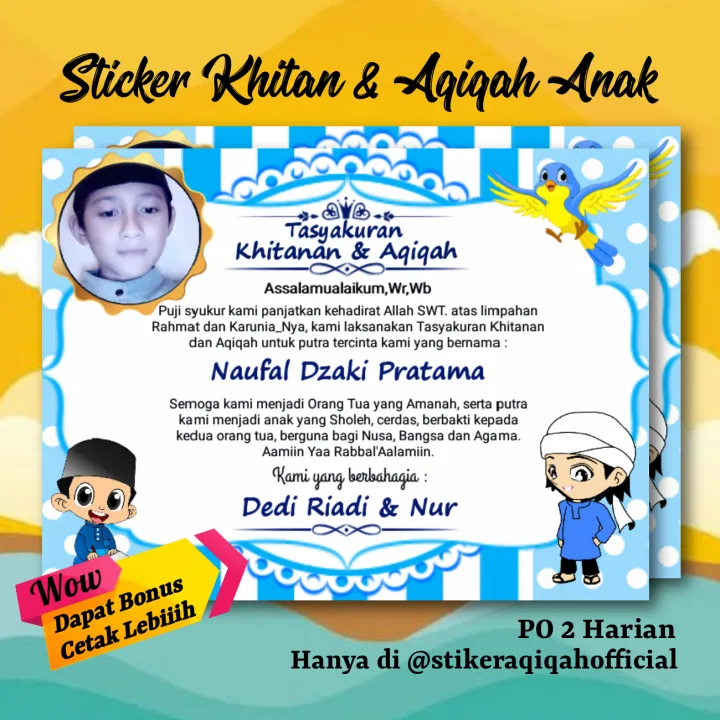Stiker Khitanan & Aqiqah Anak (8X12CM Isi 50 lembar) Request Foto ...