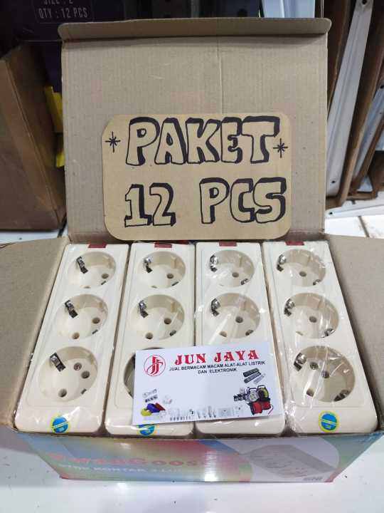 (PAKET ISI 12PCS) STOP KONTAK/COLOKAN LISTRIK/TERMINAL COLOKAN 3 LUBANG ...