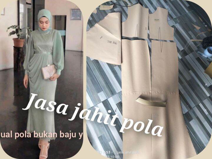 pola instan gamis drapery pola jiplak gamis modern | Lazada Indonesia