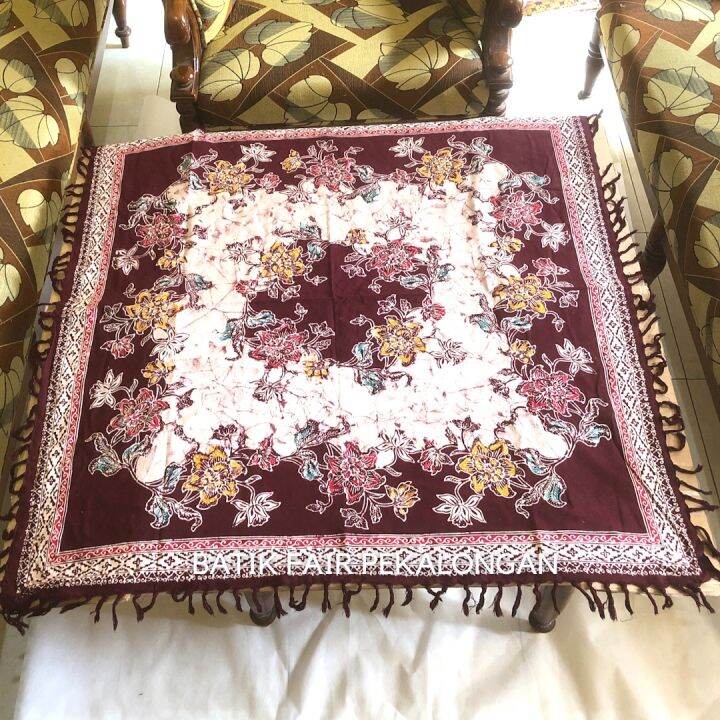 Taplak meja tamu Kotak persegi ukuran 100x100cm motif batik cap remekan ...