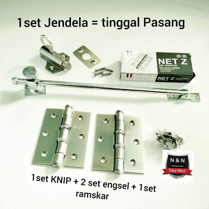 Paket 1set Kelengkapan Jendela / Penahan jendela ramskar - Engsel ...