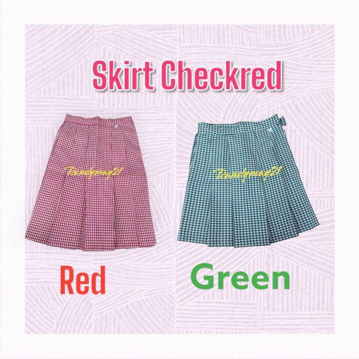 Skirt School Uniform Checkered Pleated (Black Green Red) Kinder to High ...