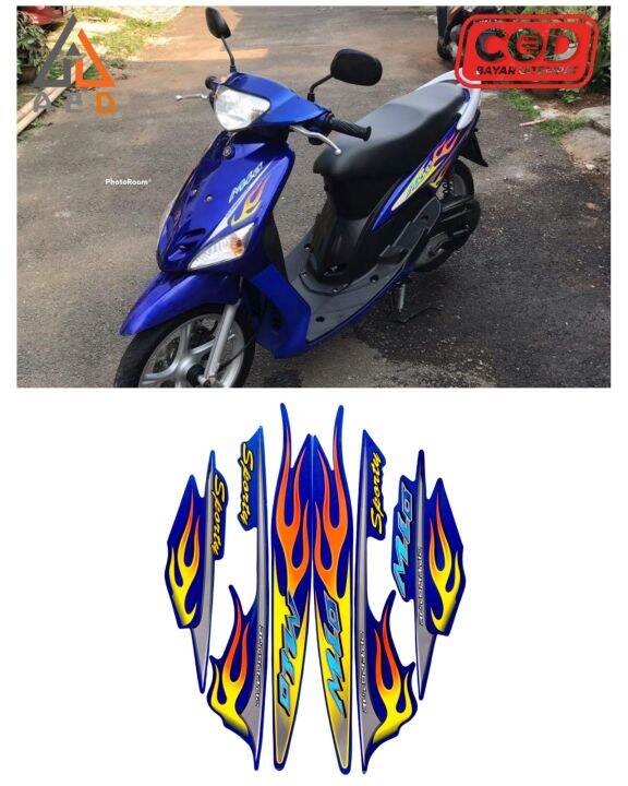 Striping Stiker Lis Les Motor Yamaha Mio Sporty Api 2006 Biru Full Set ...