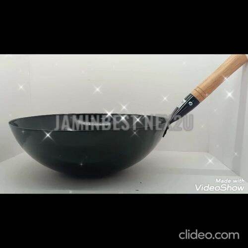 Tradisional 36cm Tradisi Old Style Single Handle Enamel Wok / Iron Wok ...