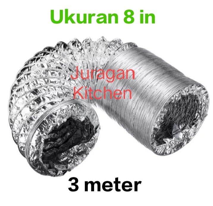 Flexible ducting 8 in (3 meter) pipa exhaust AC cerobong asap cooker ...