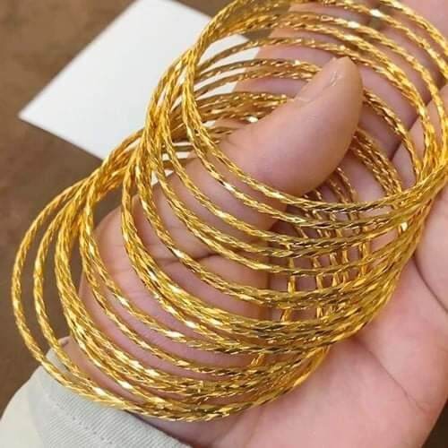 1 SET BANGLE EMAS SUASA 24K GOLD PLATED BANGLES CUFF GELANG EMAS ...