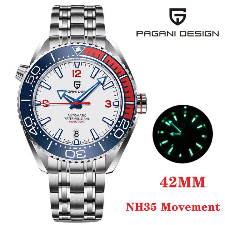 Pagani Design 42 มม. อัตโนมัตินาฬิกาผู้ชาย Seiko NH35 เซรามิค Bezel 10 ...