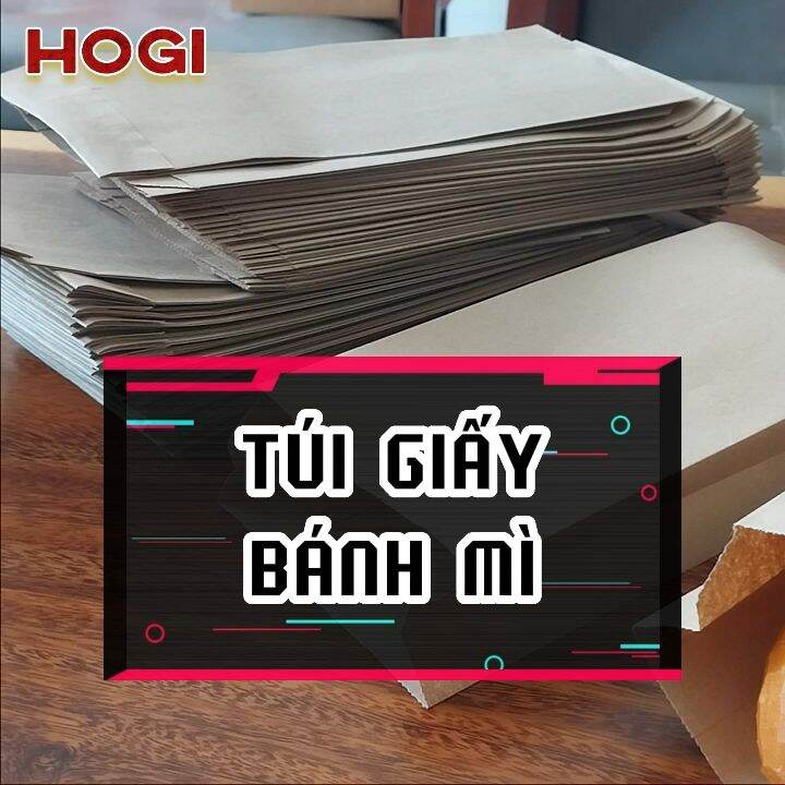 Combo 500 túi bánh mì HOGI kratf nâu, túi giấy đựng bánh mì trơn đơn ...