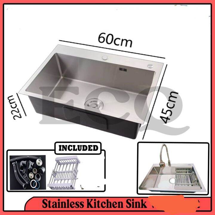 stainless 304 elegant kitchen sink 60x45x20 3mm thickness | Lazada PH