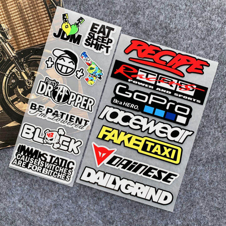 JDM Reflective Full Set of Stickers ENEOS SAFE IRELLI AKRAPOVIC Monster ...