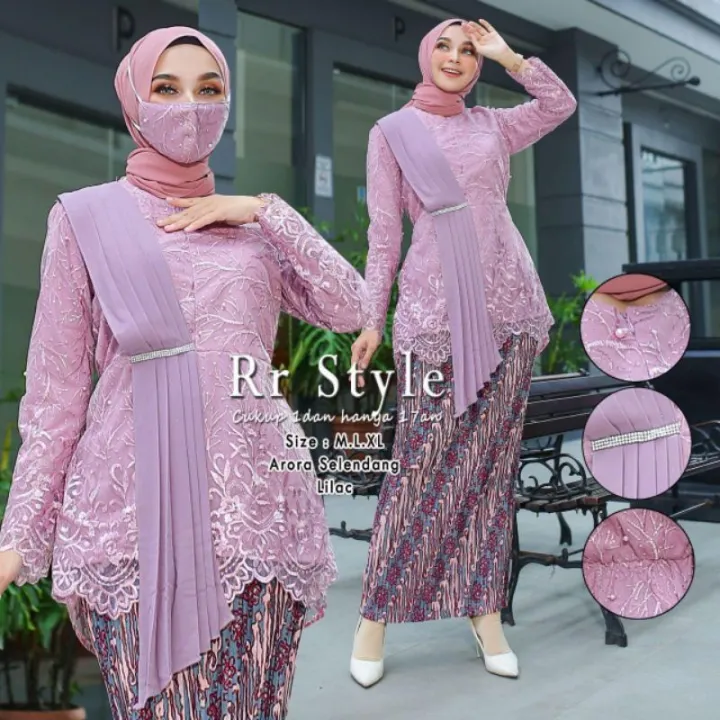 KEBAYA SELENDANG MAYANG / KEBAYA SELENDANG BAHU TILLE MODERN / KEBAYA ...
