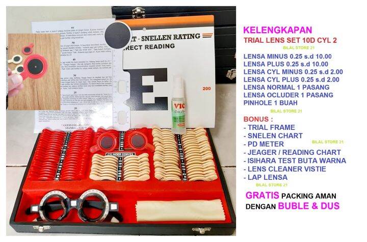 Trial Lens Set 10 cyl 2 Alat Periksa Mata Alat Kir Mata Alat Refraksi Mata Ada Pinhole, Trial ...