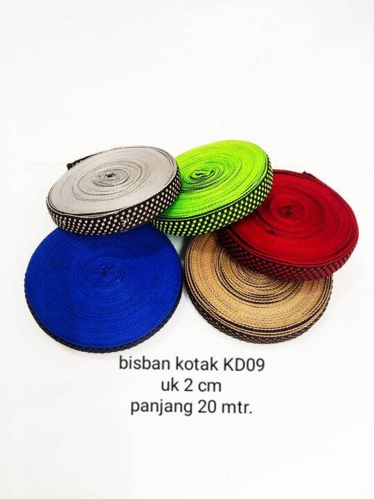 webbing bisban motif kotak KD09 terbaru ukuran 2 cm 1 roll 20 meter ...