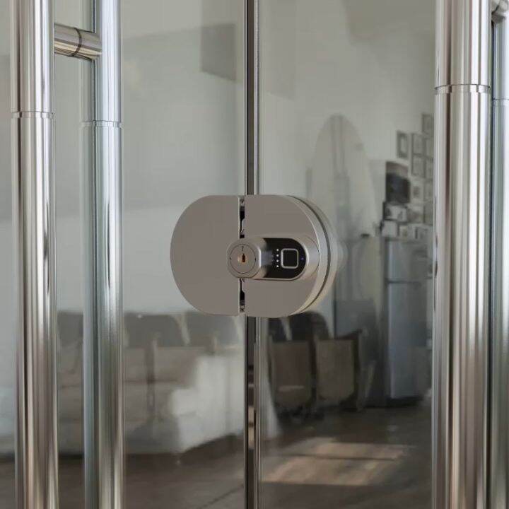 Punch-free fingerprint glass door lock with key smart door lock ...