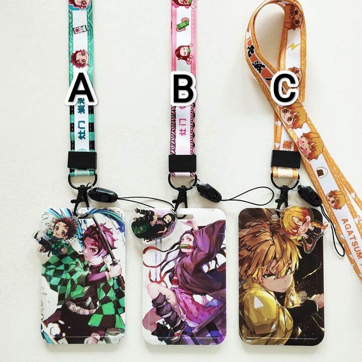 Demon Slayer Anime ID Card Holder Lanyard 3 Kimetsu no Yaiba Tanjirou ...