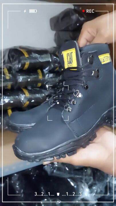Sepatu Boots Pria Safety Caterpillar Bones Kulit Swedia Ujung Besi ...