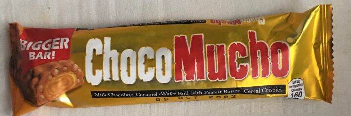 Choco mucho Milk chocolate, caramel, wafer roll with peanut butter ...