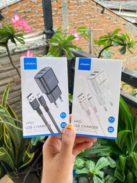 VIVAN VP01 Charger Dual Output USB fast charging for micro 3.1A with Charging Cable | Lazada ...