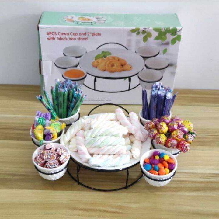 Candy Corner Plate with 6 Mini Cup Ceramic | Lazada PH