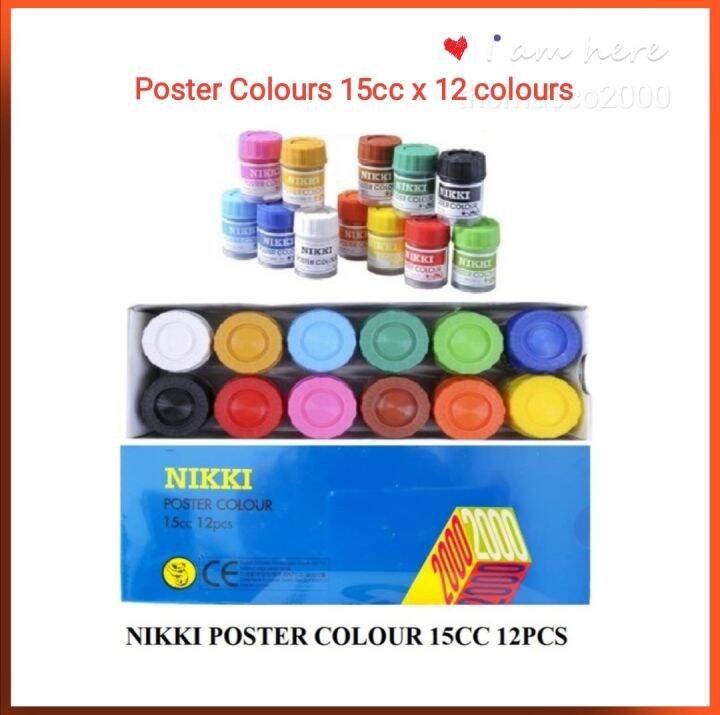 Nikki Poster Colour 12colour 15cc Set, Water Colour, Warna Air Lukisan ...