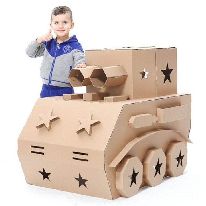 Children's Double Gun Tank Carton Toy House Kindergarten Handmade Boys ...