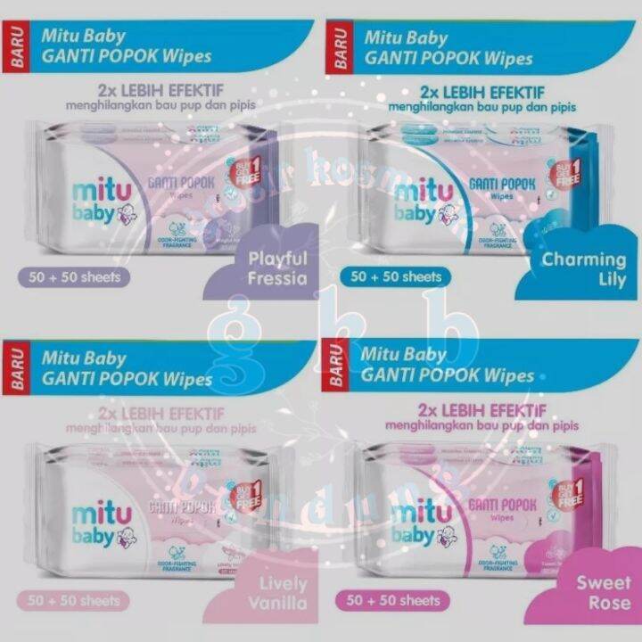 MITU baby tisu basah ganti popok 50's beli 1 gratis 1 - tisu basah bayi ...