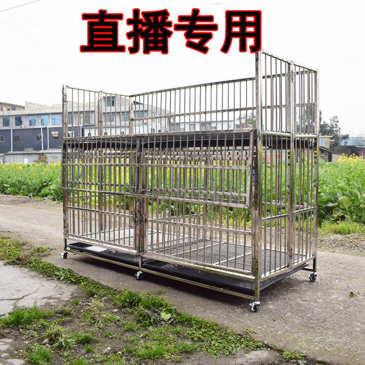 Stainless Steel Folding Double Door Cage Medium Large Dog Dog Cage with ...