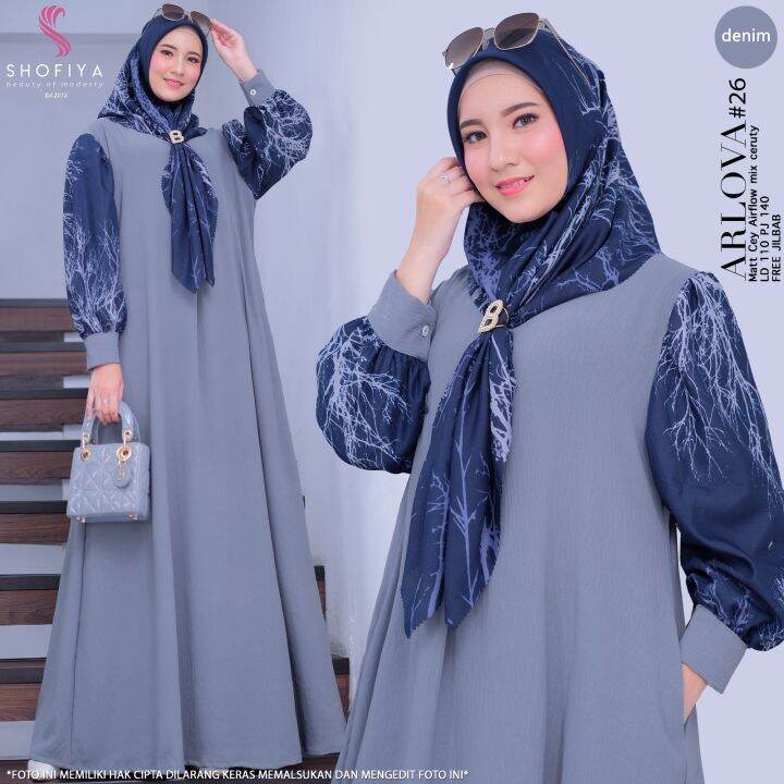 Arlova dress free hijab by shofiya | Lazada Indonesia