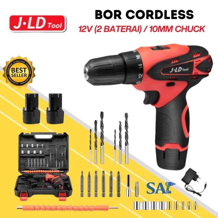 JLD TOOL - Cordless Bor Tool Kit 12V-1A Baterai Bor Cas Full Set ...