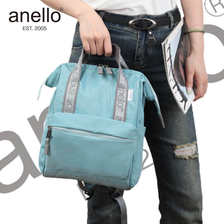 แบบใหม่ anello กระเป๋าเป้แฟชั่น พร้อมส่ง ลายสกรีนบนผ้าเเละสาย ช่องเยอะ ...