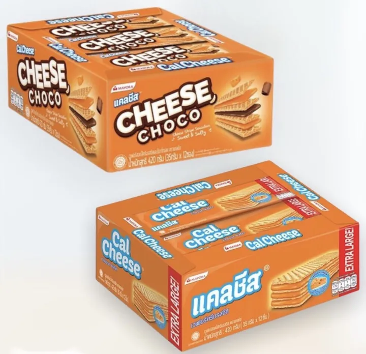 Cal Cheese แคลชีส เวเฟอร์สอดไส้ครีม รสชีส / ชีสช็อกโกแลต (แพ็ค 12 ชิ้น ...