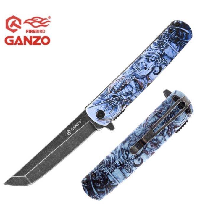 มีดพับ Ganzo รุ่น G626-GS ด้ามสีฟ้า ลายนักรบญี่ปุ่น ของแท้ | Lazada.co.th