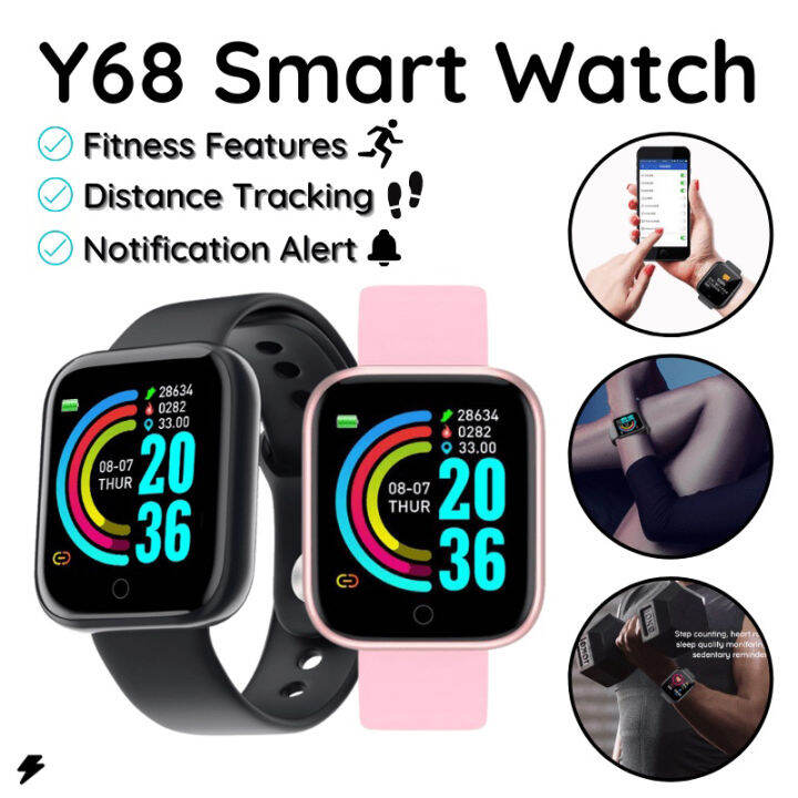 Y68 Smart Watch for Men Women IP67 Waterproof Fitness Tracker Blood ...