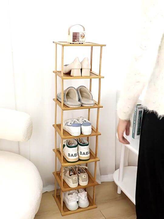 Bamboo Shoe Rack Organizer Small Area Square Shoe Rack Wood Shoe Shelf ...
