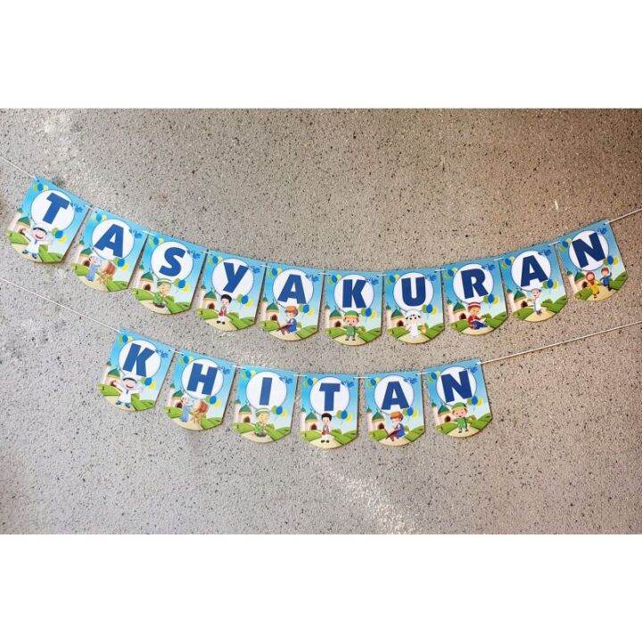 banner flag bunting flag garland flag tema selamat khitan selamat ...
