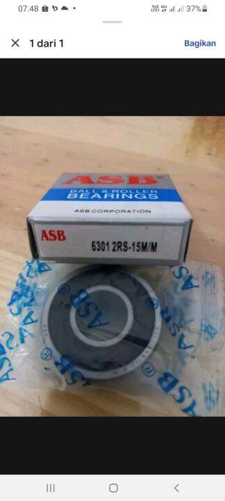 Ball bearing 6301 2RS - 15 ASB | Lazada Indonesia