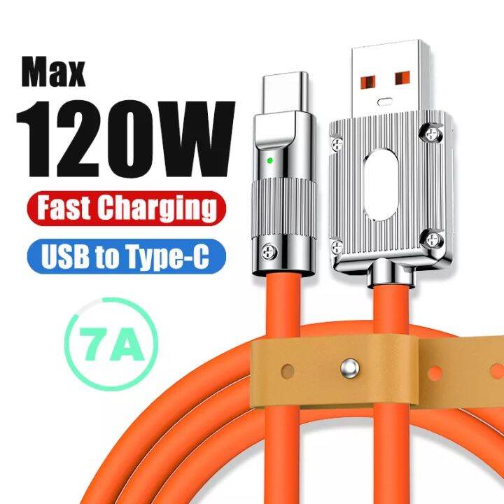 Kabel Charger 120W 6A Super Fast Charge Type C Cable Silikon Cair ...