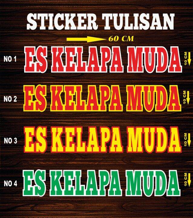 CUTTING STICKER TULISAN ES KELAPA MUDA STICKER NAMA JUALAN DI GROBAK ...