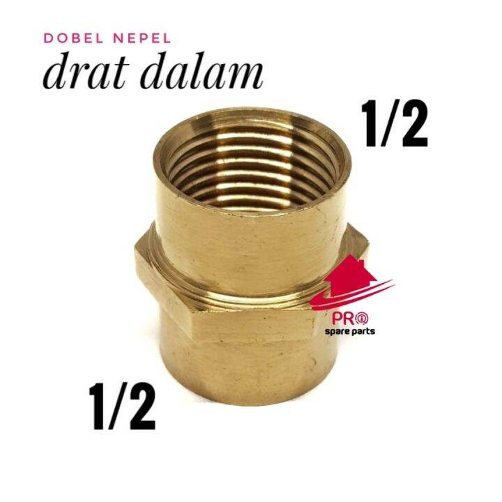 Dobel Nepel 1/2 x 1/2 DRAT DALAM - Kuningan Sambungan Pipa Air / Hose Double Nepple | Lazada ...