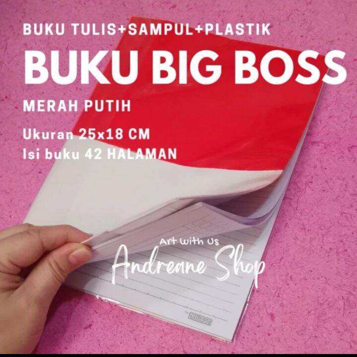 BUKU TULIS PLUS SAMPUL MERAH PUTIH ukuran Big Boss | Lazada Indonesia