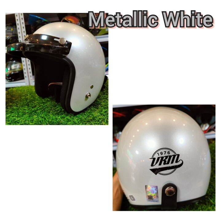 VRM CLASSIC Haft Face Helmet MetallicWhite,GlossGray,Metallic Gray ...