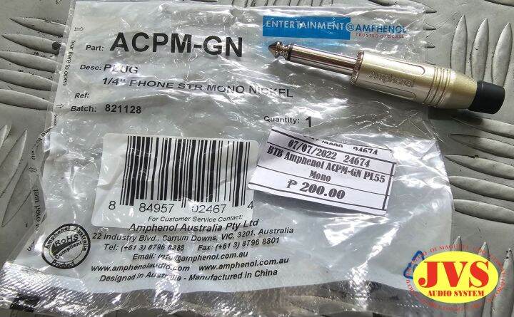 Amphenol ACPM-GN 1/4 TS PL Mono Connector | Lazada PH