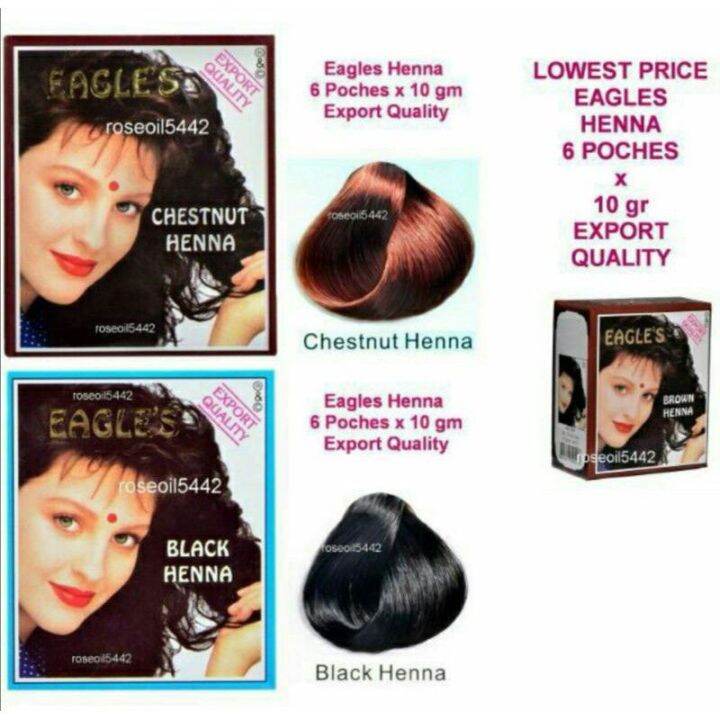 EAGLES HENNA RAMBUT/EAGLES BLACK/CHESTNUT HENNA HAIR DYE COLOUR (6in a ...