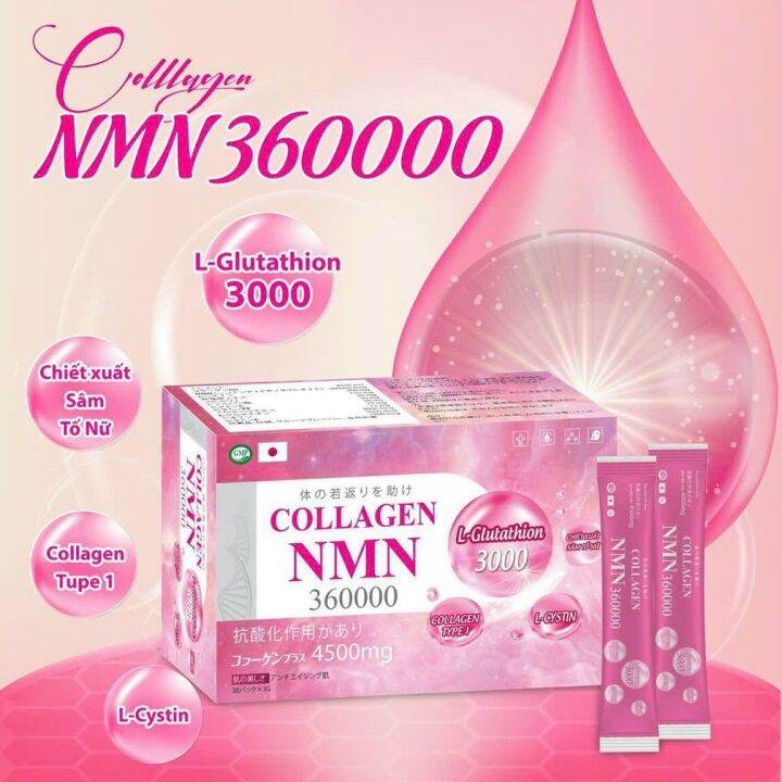 Collagen NMN 360000 GIÚP TRẺ HÓA DA, CHỐNG LÃO HOÁ nguyên liệu từ Nhật Bản chính hãng 100% ...