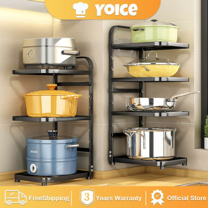 Kitchen Pan Organizer Carbon Steel Multilayer Kitchen Rack For Kitchen ...