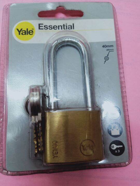YALE PADLOCKS LONG SHACKLE ESSENTIAL SERIES BRASS PADLOCKS - SOLID BRASS BODY - HARDENED STEEL ...