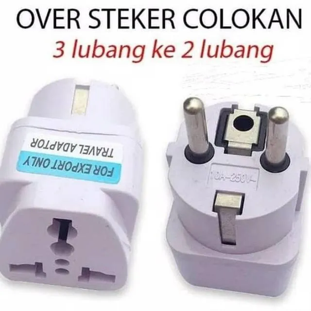 Colokan Listrik Universal Adaptor Travel Steker 3 Lubang ke 2 Lubang ...